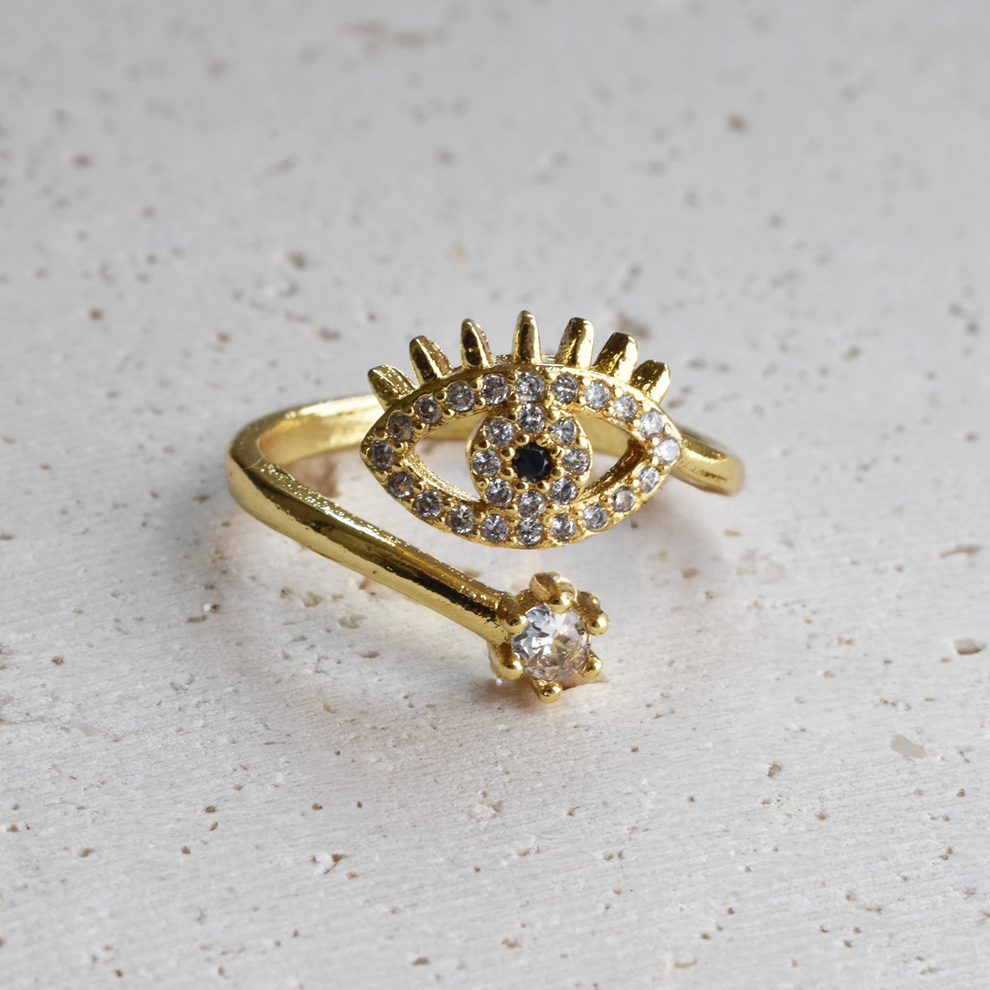 Evil Eye Cubic Open Ring – SUNMUL